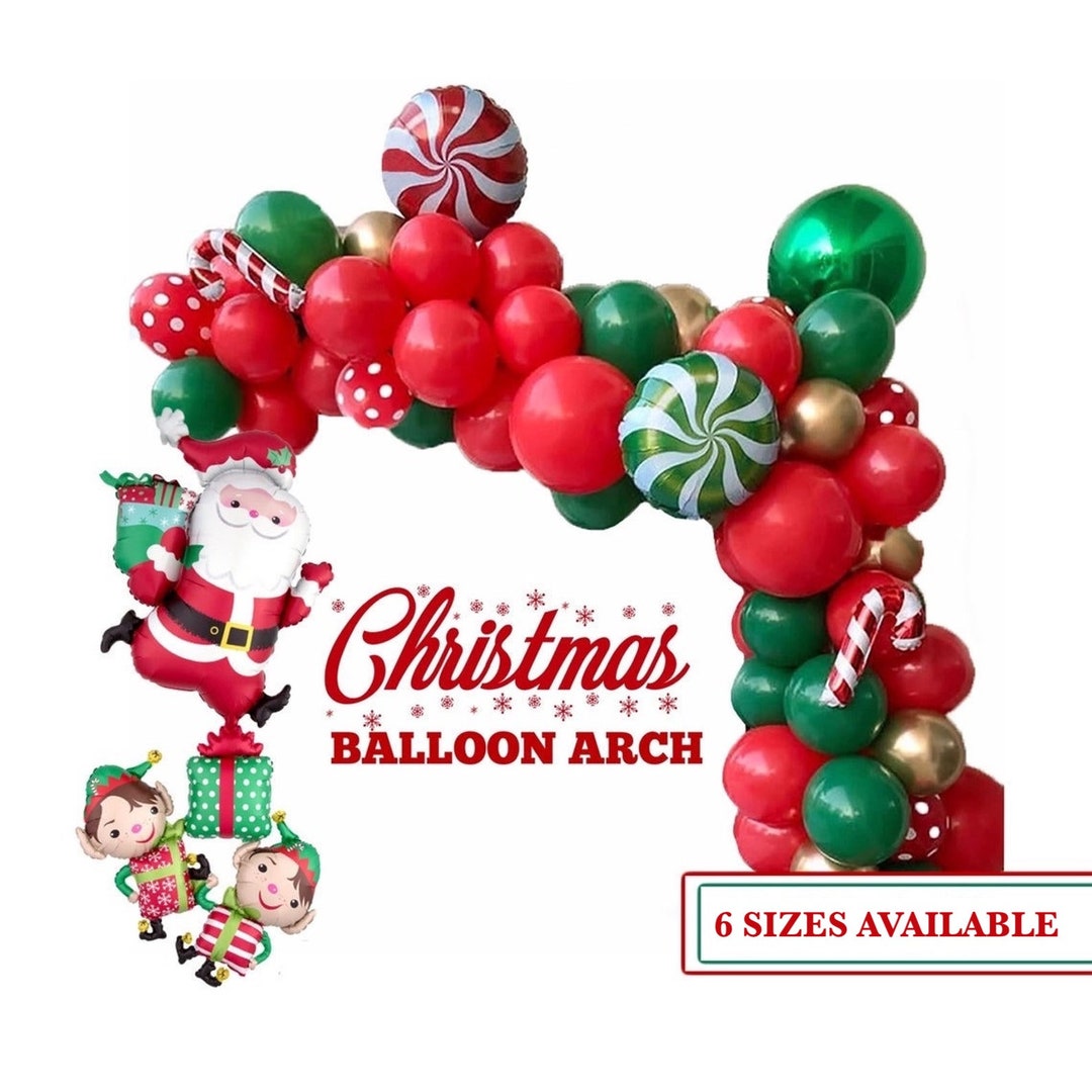 Santa Balloon Arch Large Christmas Decoration Candy Cane Elves Red ...