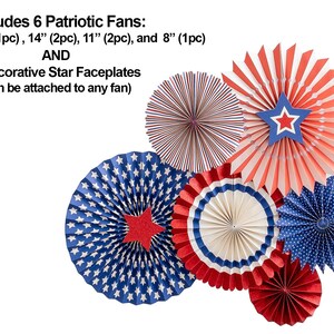4th of July Paper Fan Set Red White Blue Hanging Party - Etsy
