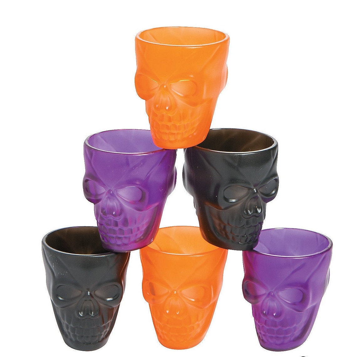 Halloween Skull Shot Glasses, Spooky Orange Black Plastic Shot Glasses ...