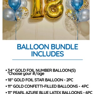 CUSTOM NUMBER BALLOON Bundle in Blue and Gold Birthday Graduation Class ...