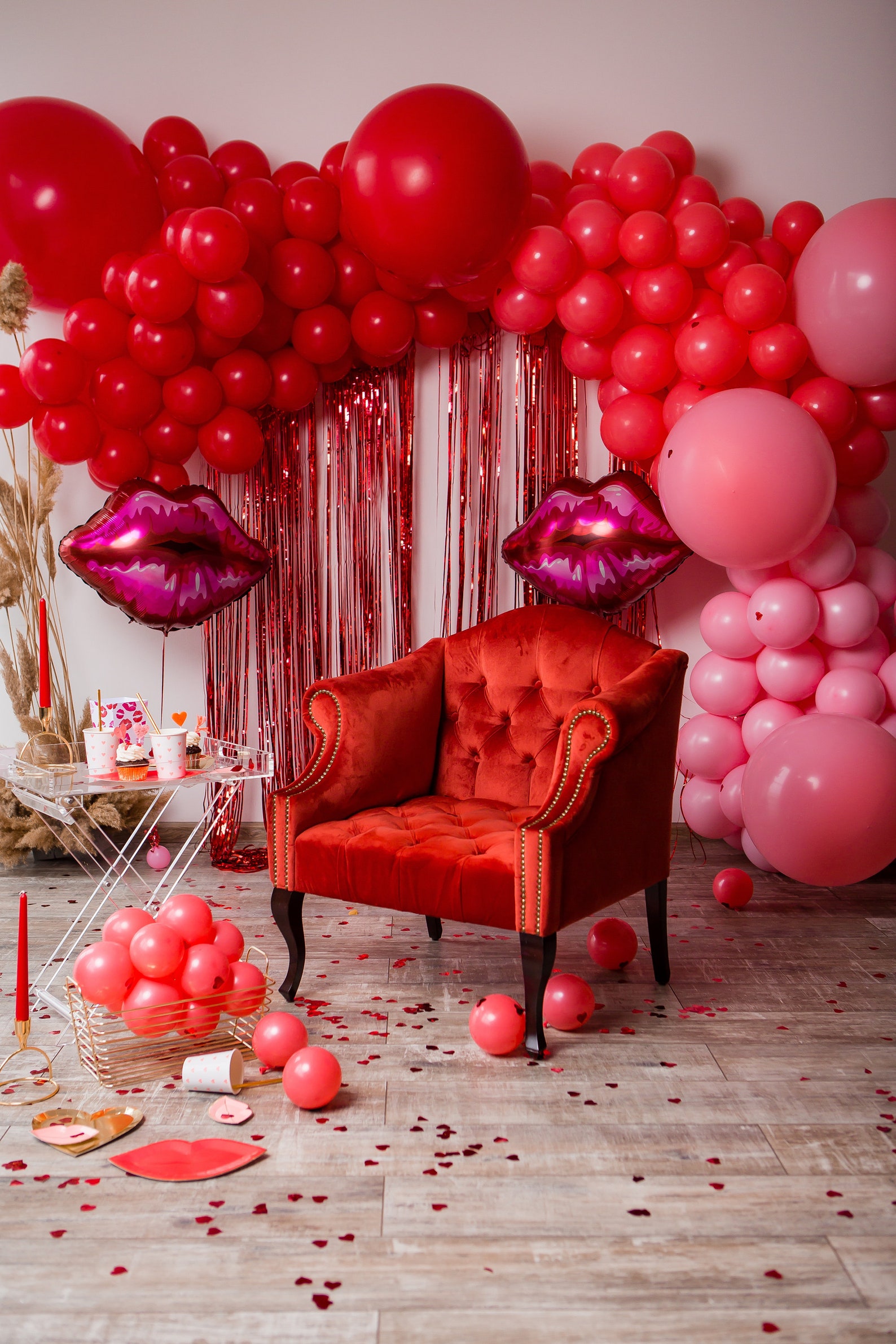 Red Party Curtain Metallic Foil Tinsel Shimmer Fringe Photo Backdrop ...