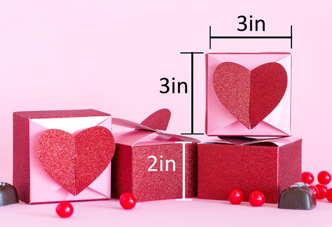 Heart Box for Valentines Day Packaging Glitter Red Pink - Etsy