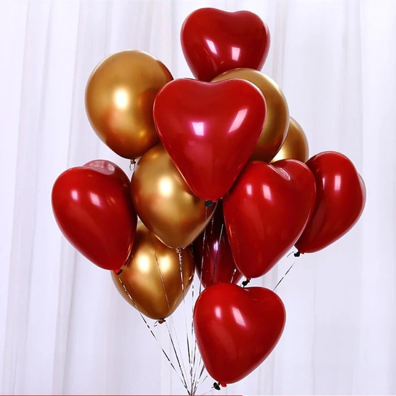 Red Heart Balloons Pack 11inch Ruby Red Latex Balloon Event Party ...