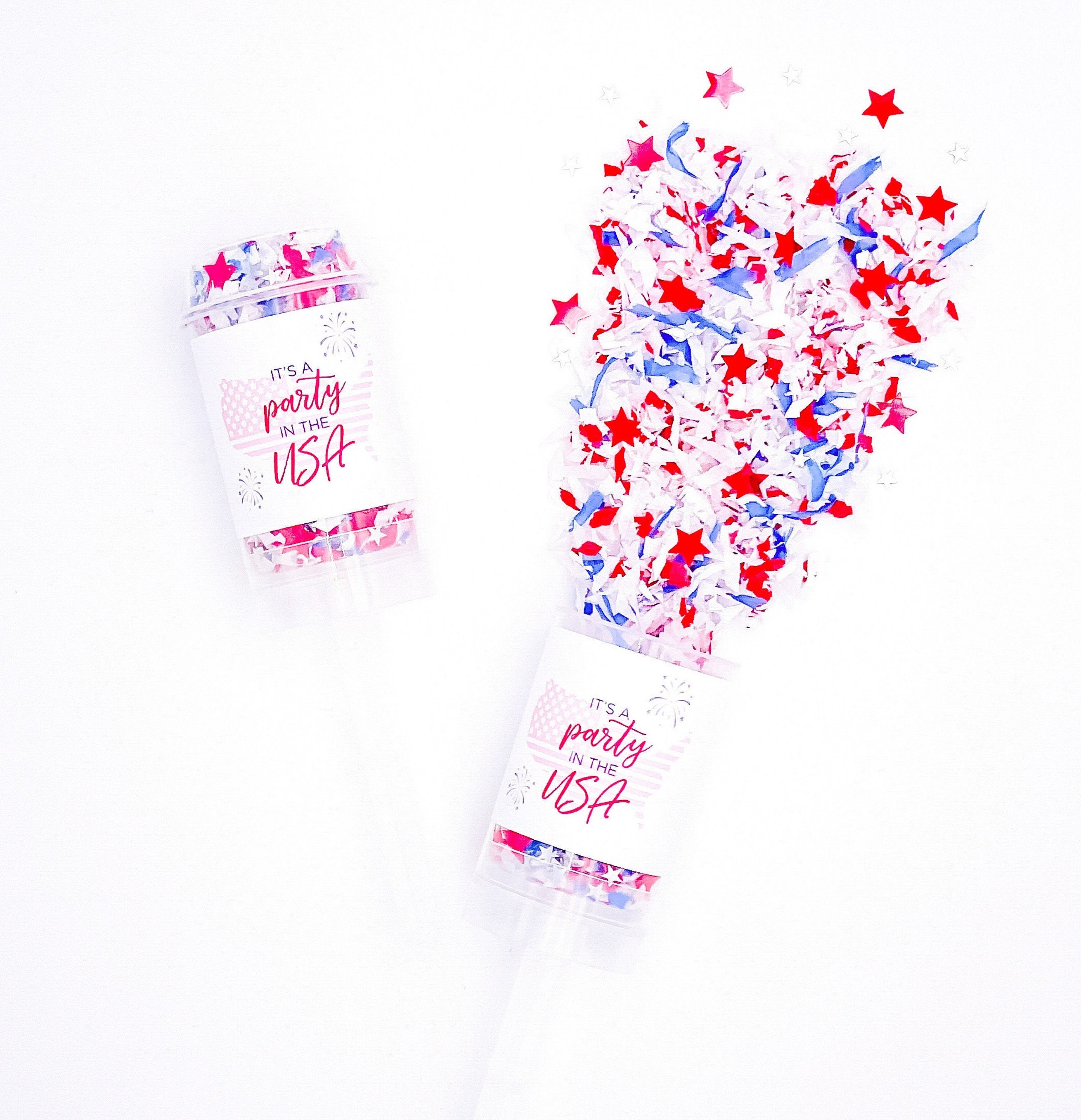 It's Party in the USA Confetti Poppers White Red Blue Tissue Confetti ...