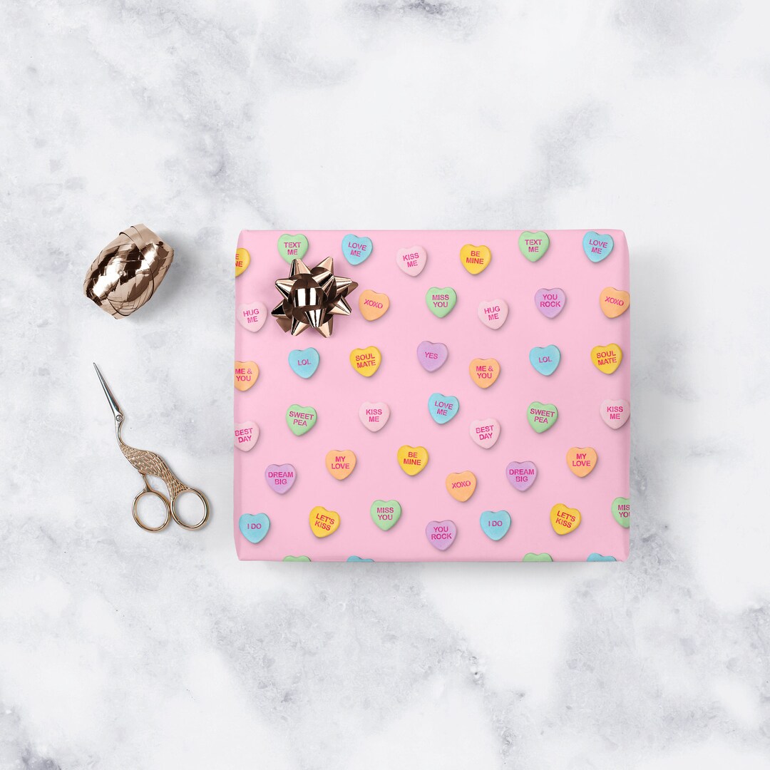 Valentine’s Day Gift Paper With CANDY HEARTS Cute Funny Romantic ...