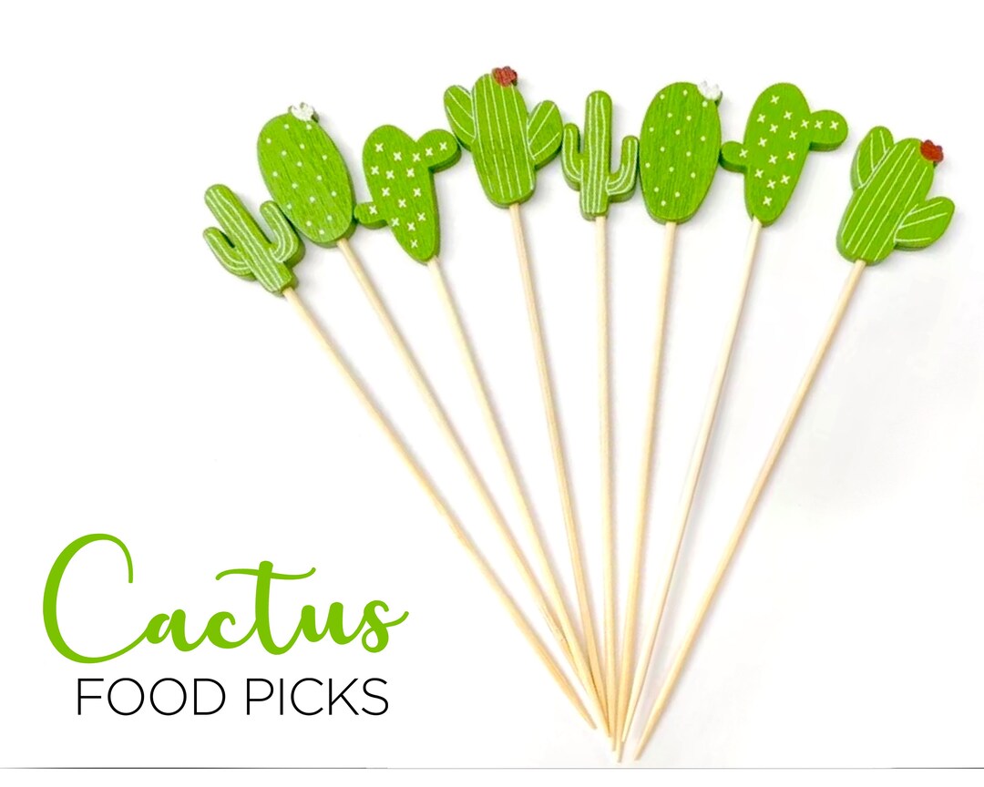 Cactus Food Picks With Wooden Sticks Appetizers Fruits Snacks Food ...