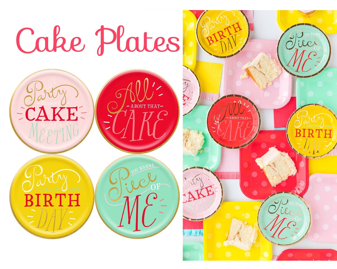 Birthday Cake Paper Plates With Sayings Funny Colorful Adult Kids Bday ...