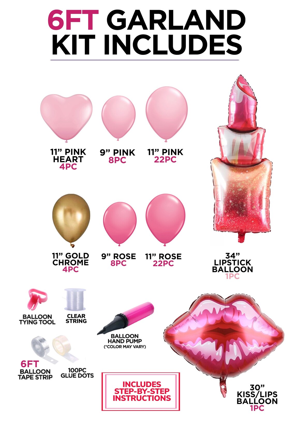 Galentine's Day Pink Balloon Bundle Set DIY Garland - Etsy