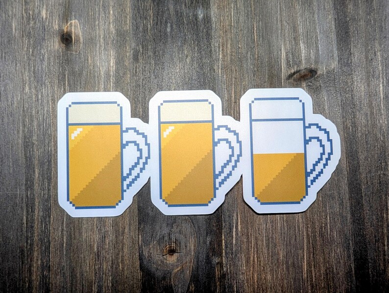 Beer Sticker Retro Pint, Pixel Art Game Health Design, Video Gamer Gift ...