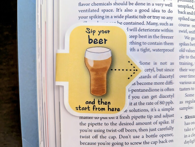 Books and Beer Sipping Magnetic Bookmark - Etsy