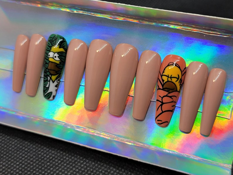 Homer Simpson Press on Nails/the Simpsons Nails/fake - Etsy