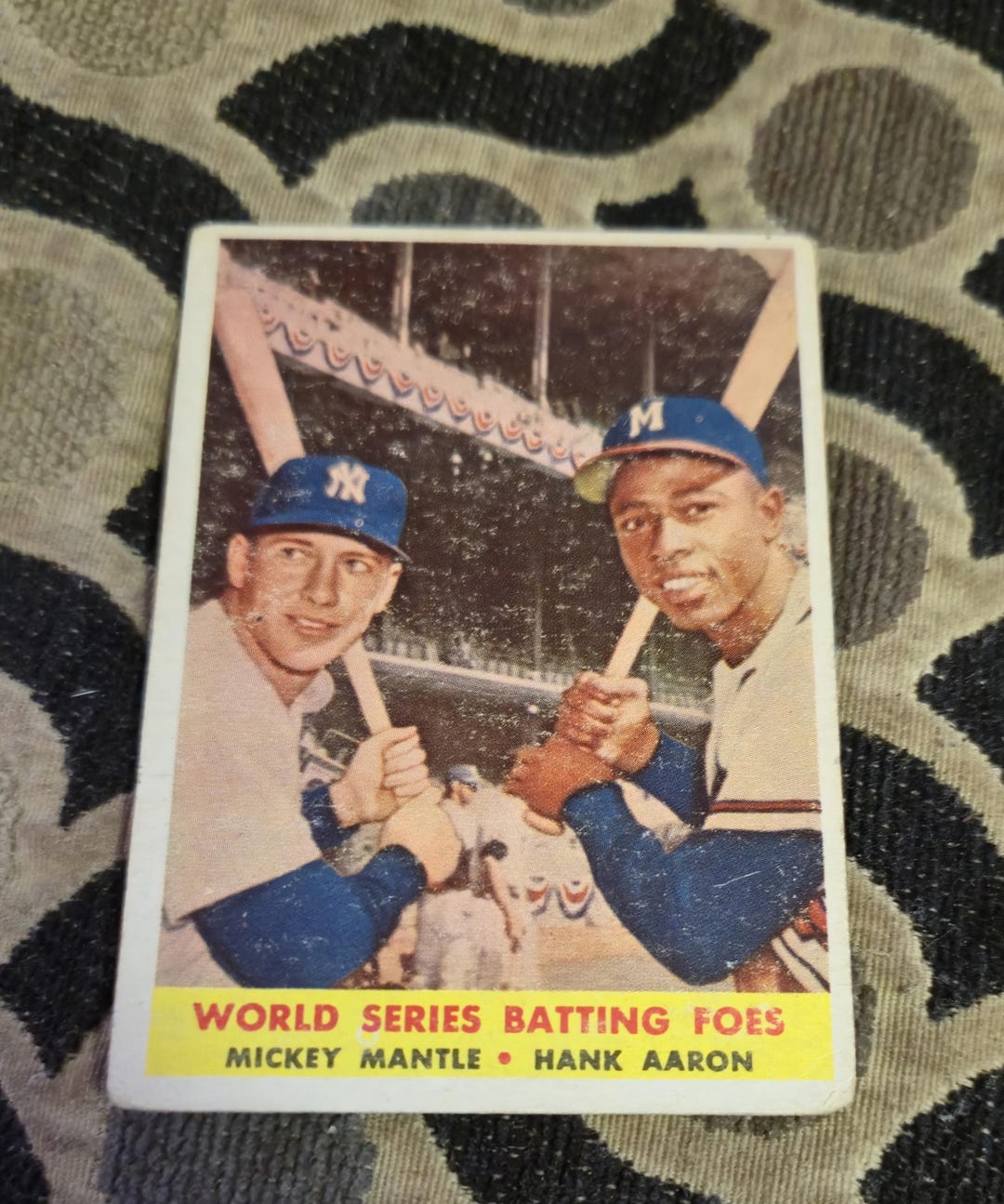 1958 Authentic Topps World Series Batting Foes Mickey Mantle Hank Aaron ...