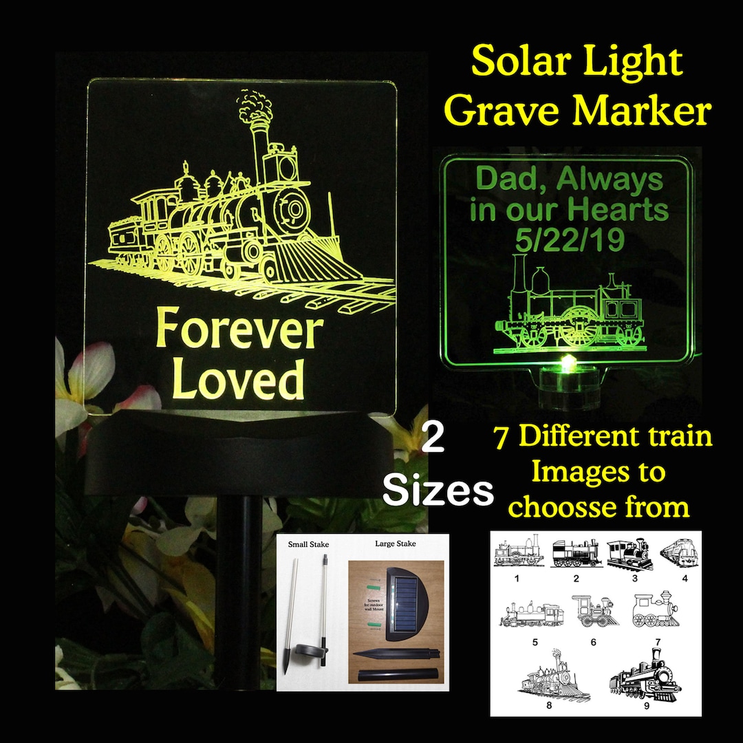 Personalized Train Solar Light Grave Marker: Memorial Gift - Etsy
