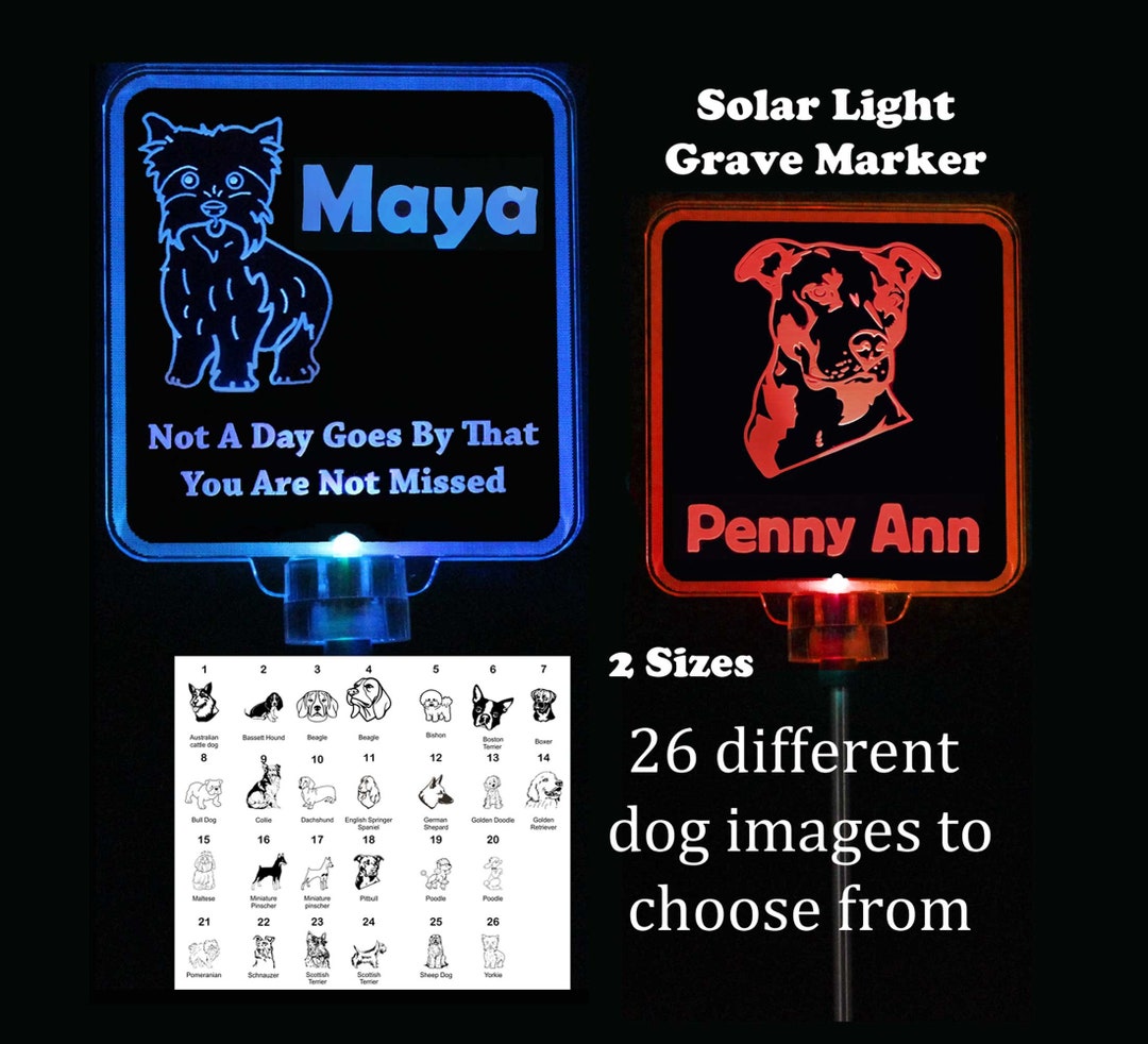Personalized Pet Memorial Solar Light: Dog Grave Marker - Etsy