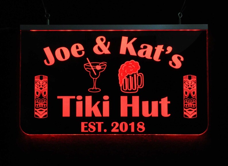 Personalized Lighted Tiki Bar Sign Man Cave Sign Neon LED - Etsy