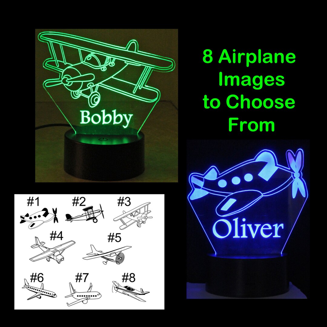 Custom Sign, Airplane Night Light Personalized - Propeller Plane Night ...