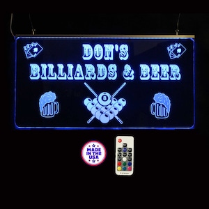 Billiards Sign, Personalized Man Cave Sign, Pool Table Sign, Bar Sign ...