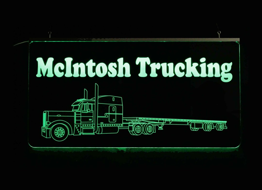 Personalized Semi Truck Sign, Acrylic Man Cave Sign - Lighted Sign ...
