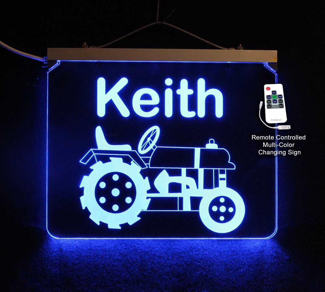 Tractor Sign Personalize Acrylic LED Color Changing Sign - Etsy
