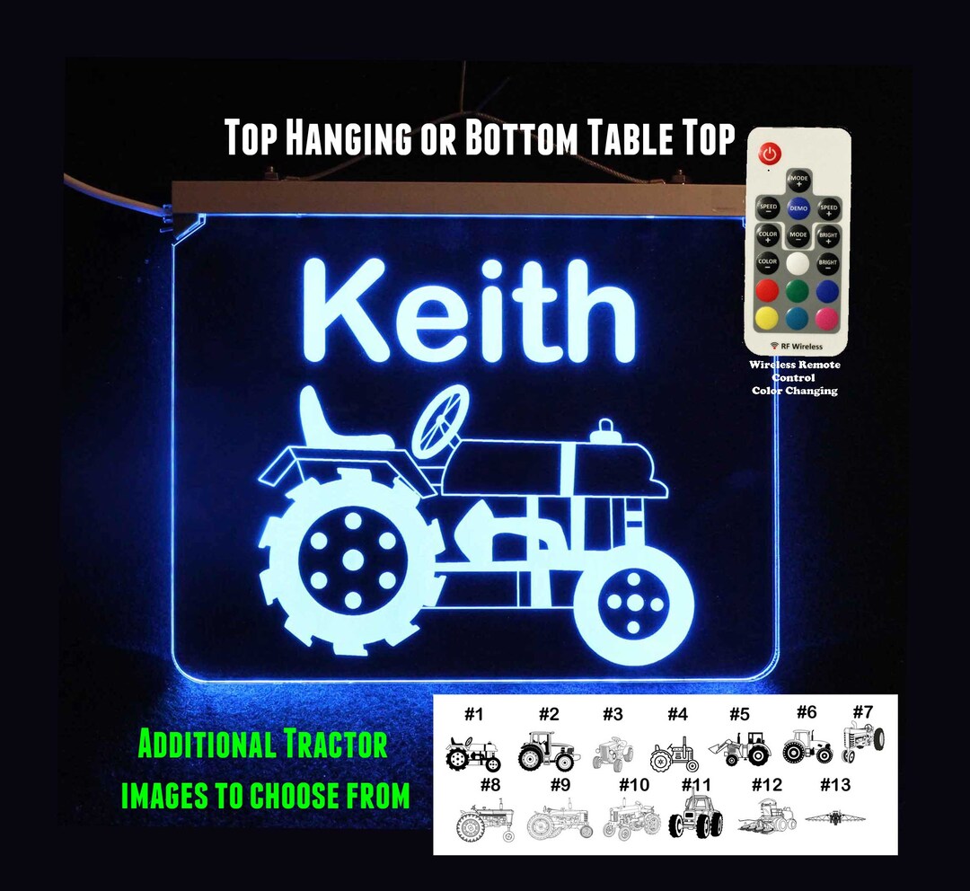 Tractor Sign Personalize Acrylic LED Color Changing Sign - Etsy