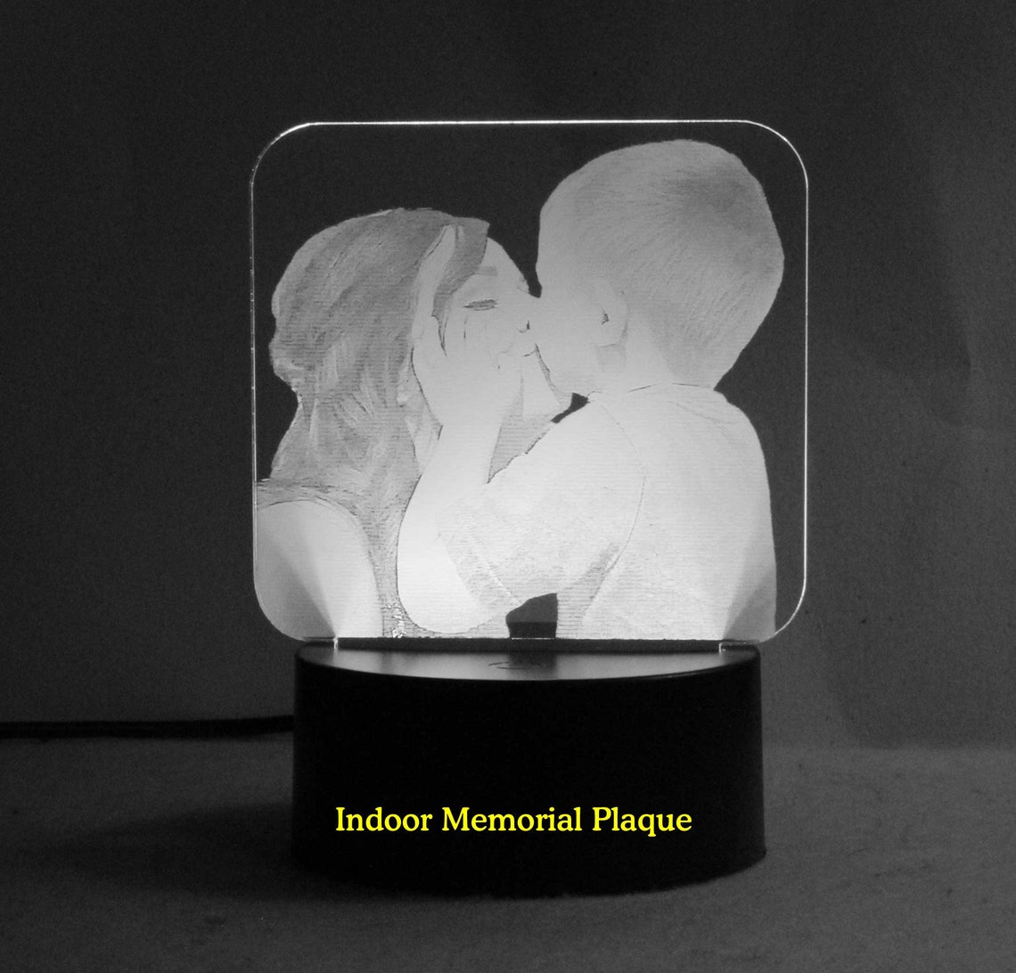 Custom Engraved Photo Solar Memorial Light - Grave Marker Tribute - Etsy