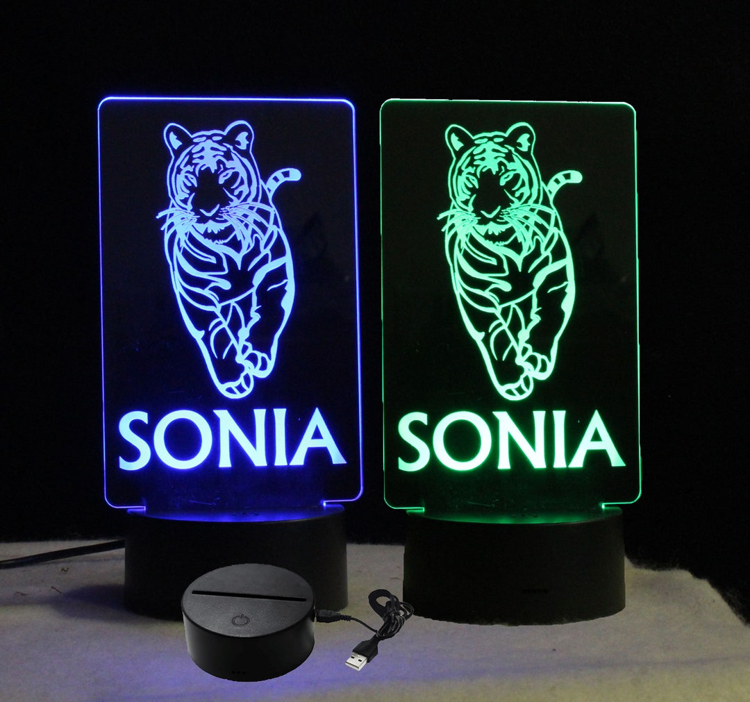 Kids Personalized Tiger Night Light | Laser Engraved Kids Lamp | Usb ...