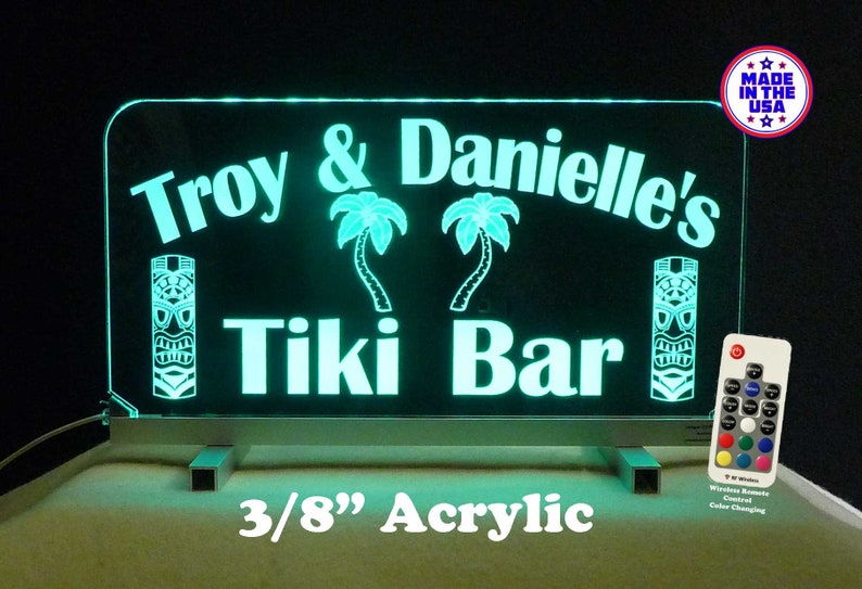 Tiki Bar Decor Personalized LED Tiki Bar Sign Man Cave Sign | Etsy