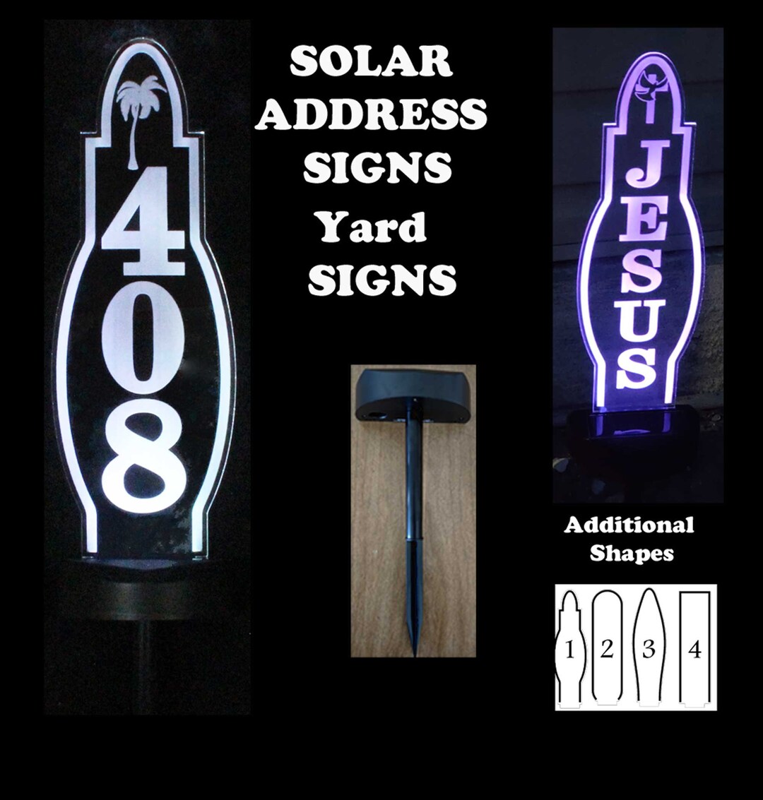 Custom Solar Address Sign: Lighted House Number, Yard Sign - Etsy