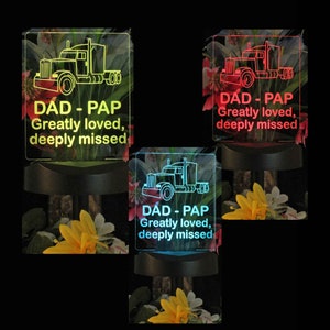 Semi Truck Grave Marker Solar Light, Custom Outdoor Sign, Memorial ...