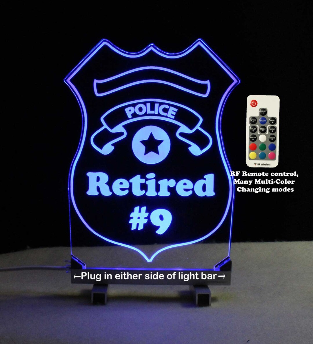 Personalized Police Badge Sign, Man Cave Sign - Lighted Sign, Garage ...