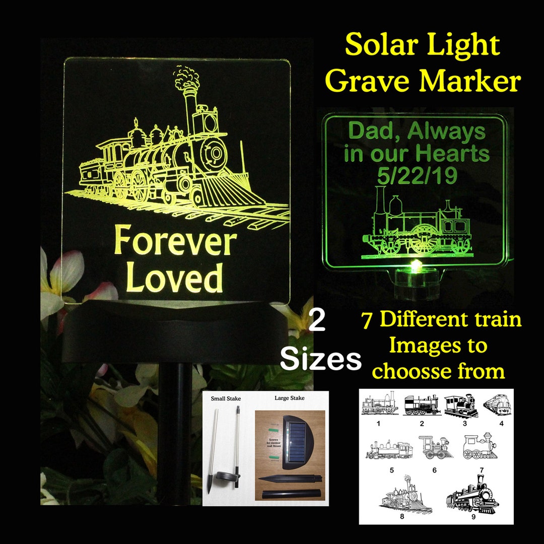 Personalized Caboose Solar Light Grave Marker Memorial - Etsy