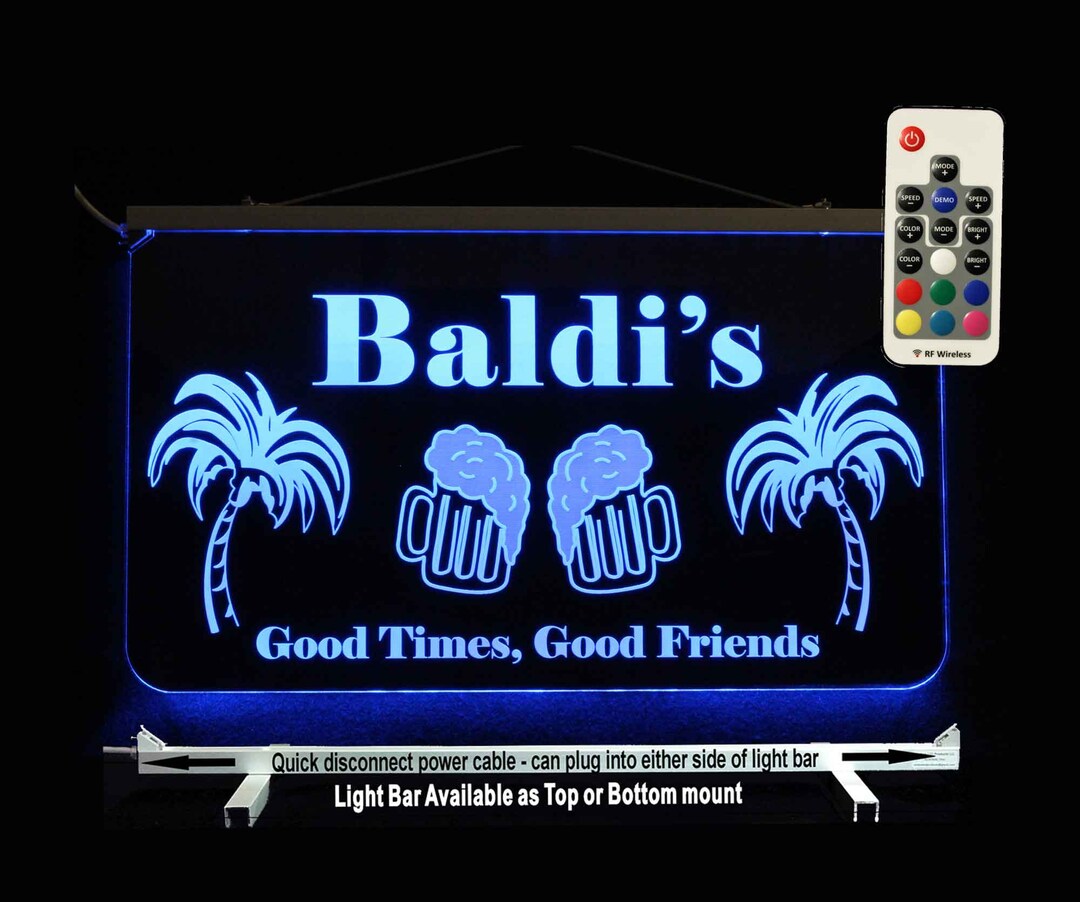 Personalized LED Bar Sign, Man Cave Sign, Home Bar Sign With Beer Mugs ...