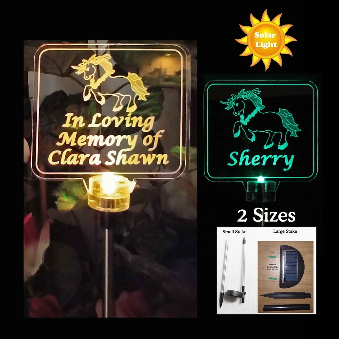 Sympathy Gift, Personalized Unicorn Custom Solar Lights, Garden Light ...