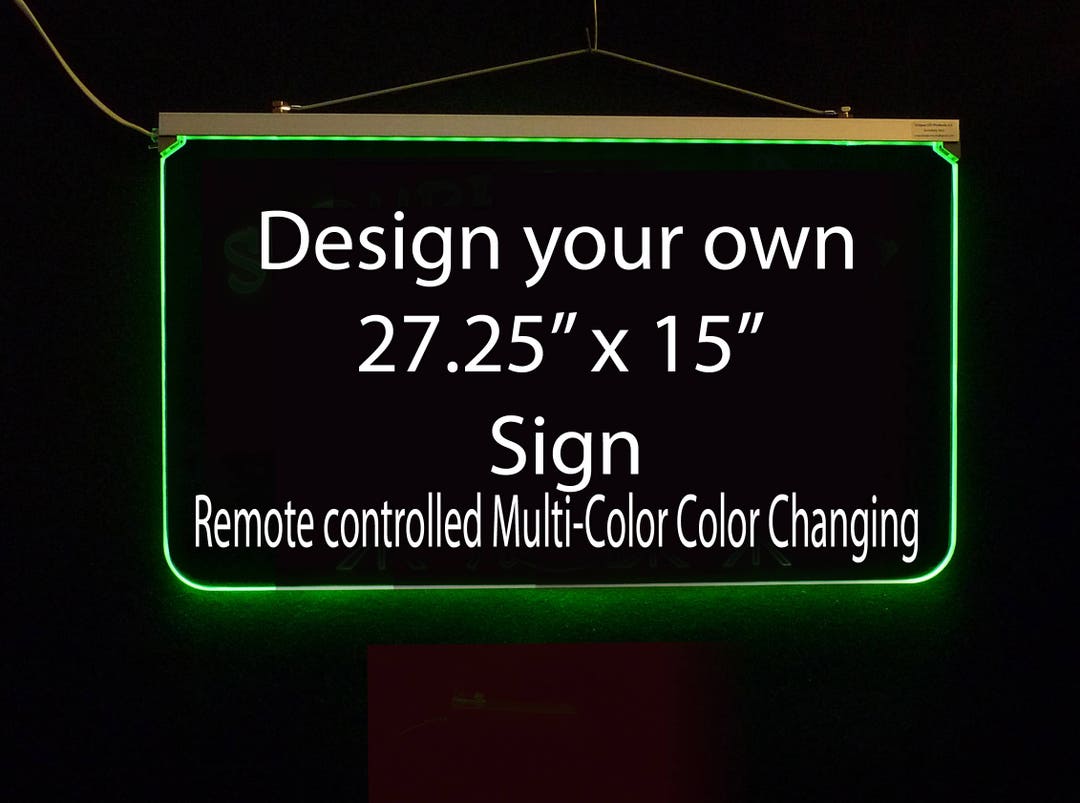 27.25" X 15" Personalized LED Sign, Design Your Own Lighted Sign, Man ...