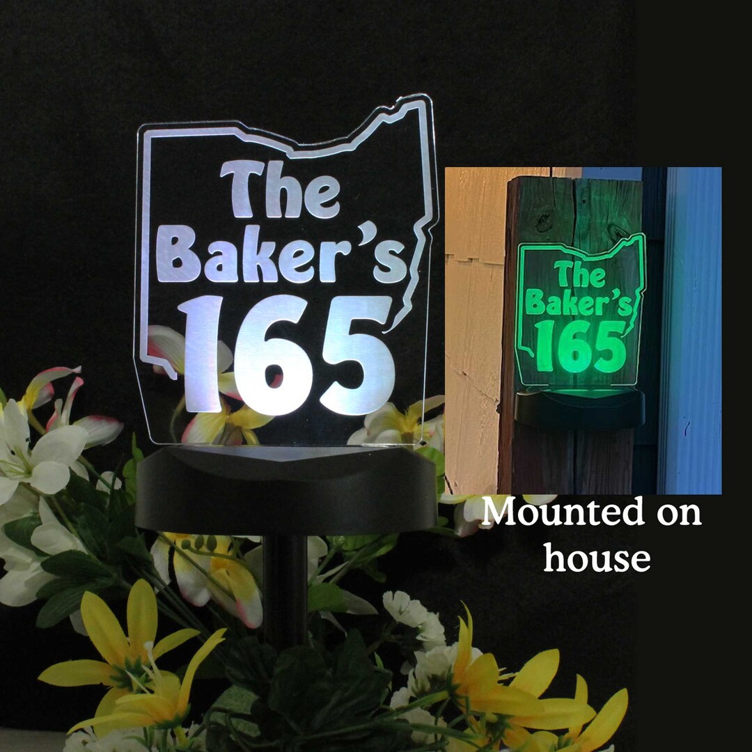 Lighted House Number, Custom Solar Address Sign, Yard Sign, With State ...
