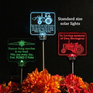 Personalized Tractor Solar Light Grave Marker: Laser Etched Memorial ...
