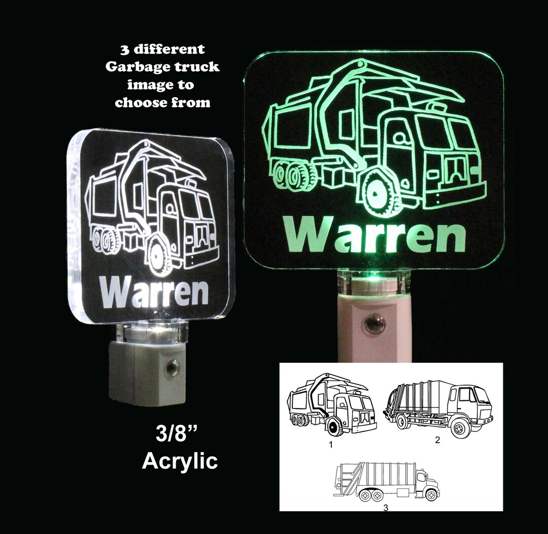 Personalized Garbage Truck Night Light: LED Nursery Decor - Etsy