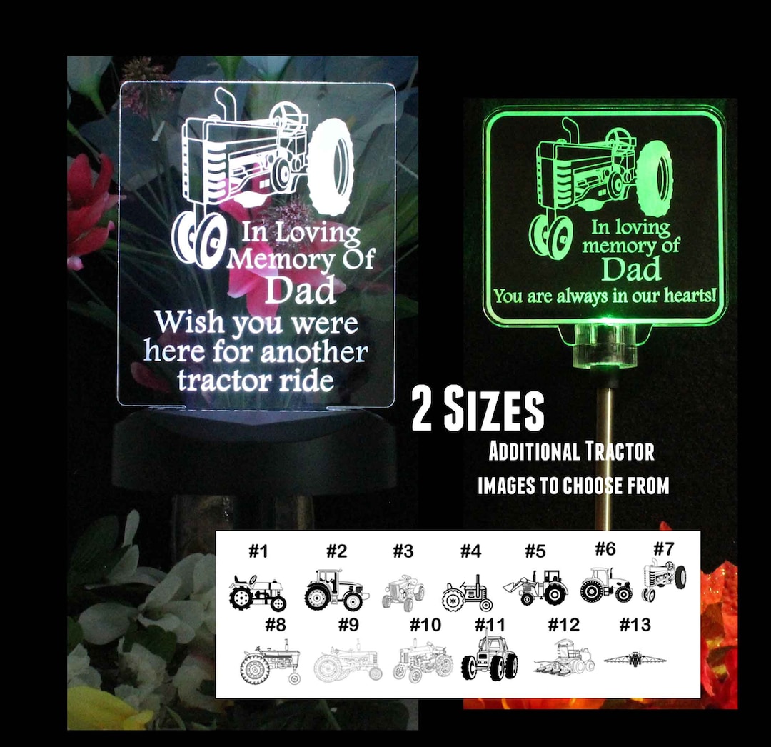 Sympathy Gift, Personalized Grave Marker, Tractor Solar Light ...