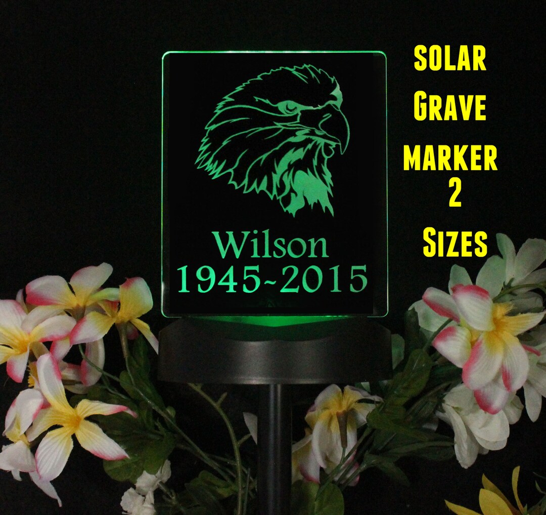 Personalized Eagle Solar Light Grave Marker - Memorial Garden Light - Etsy
