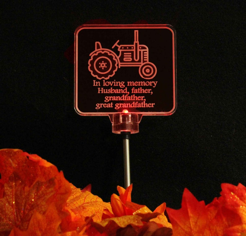 Personalized Grave Marker Tractor Solar Light Memorial | Etsy