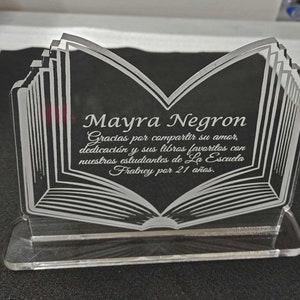 Personalized Plaque With Book Designed Laser Engraved Acrylic Award - Etsy