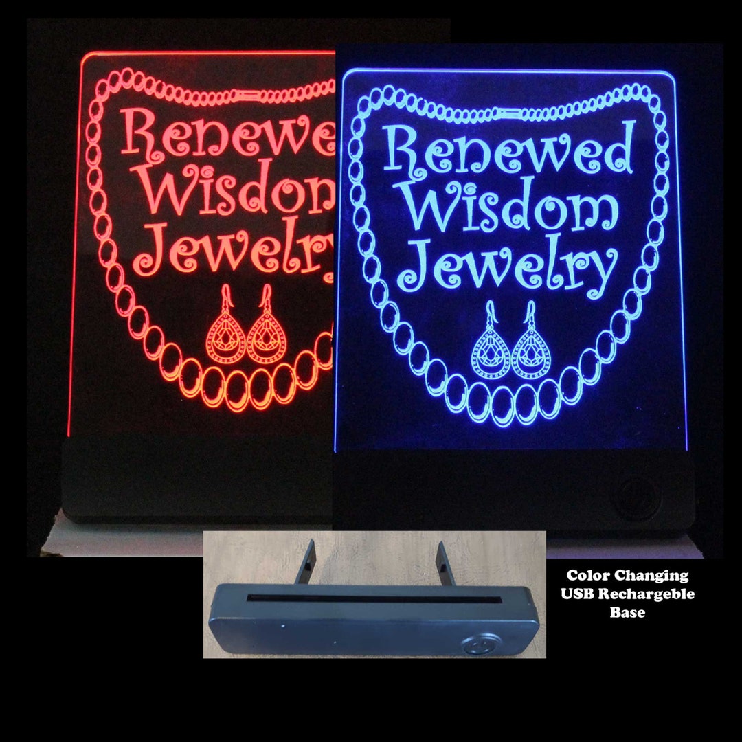 Custom Laser Engraved Business Sign: Rechargeable Battery Powered ...