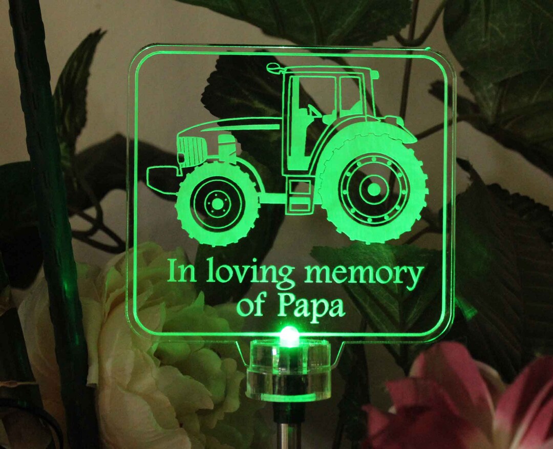 Personalized Tractor Solar Light Grave Marker Memorial - Etsy