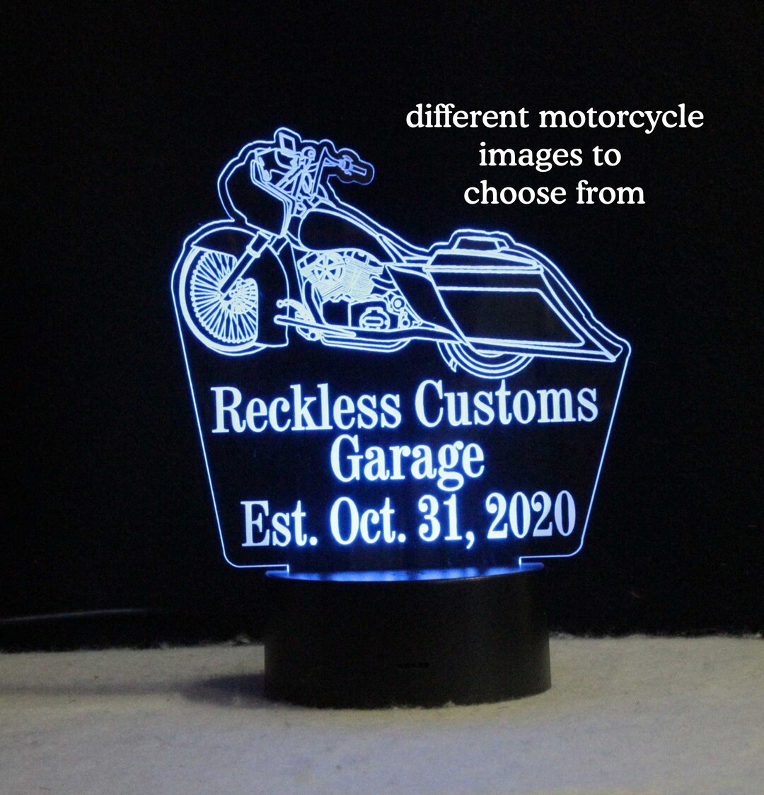 Motorcycle Night Light - Memorial Tribute for Loss of Dad - Customized ...