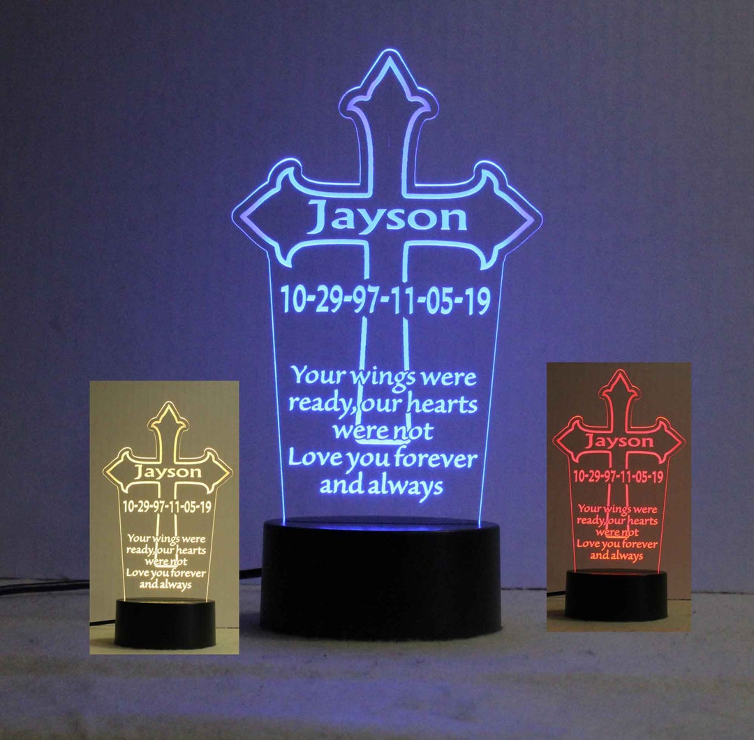 Personalized Cross Memorial Night Light: Sympathy Gift (usb/battery ...