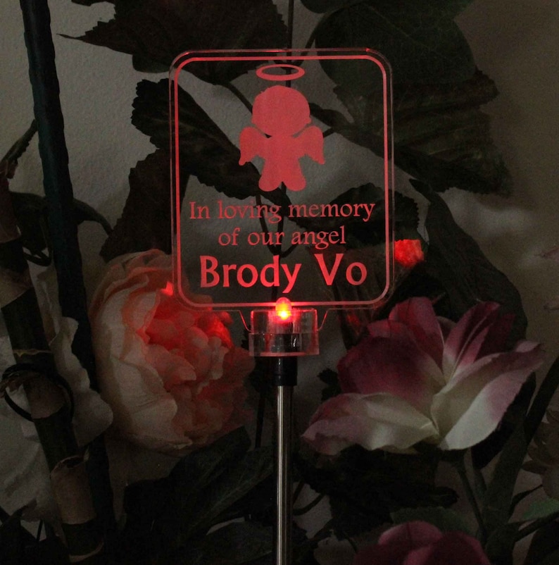 Boy Angel Custom Grave Marker Solar Light, Outdoor Light, Personalized ...