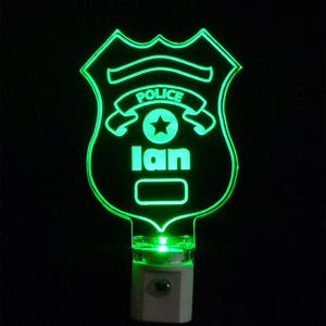 Personalized Police Badge Night Light: LED Acrylic Kids Lamp - Etsy