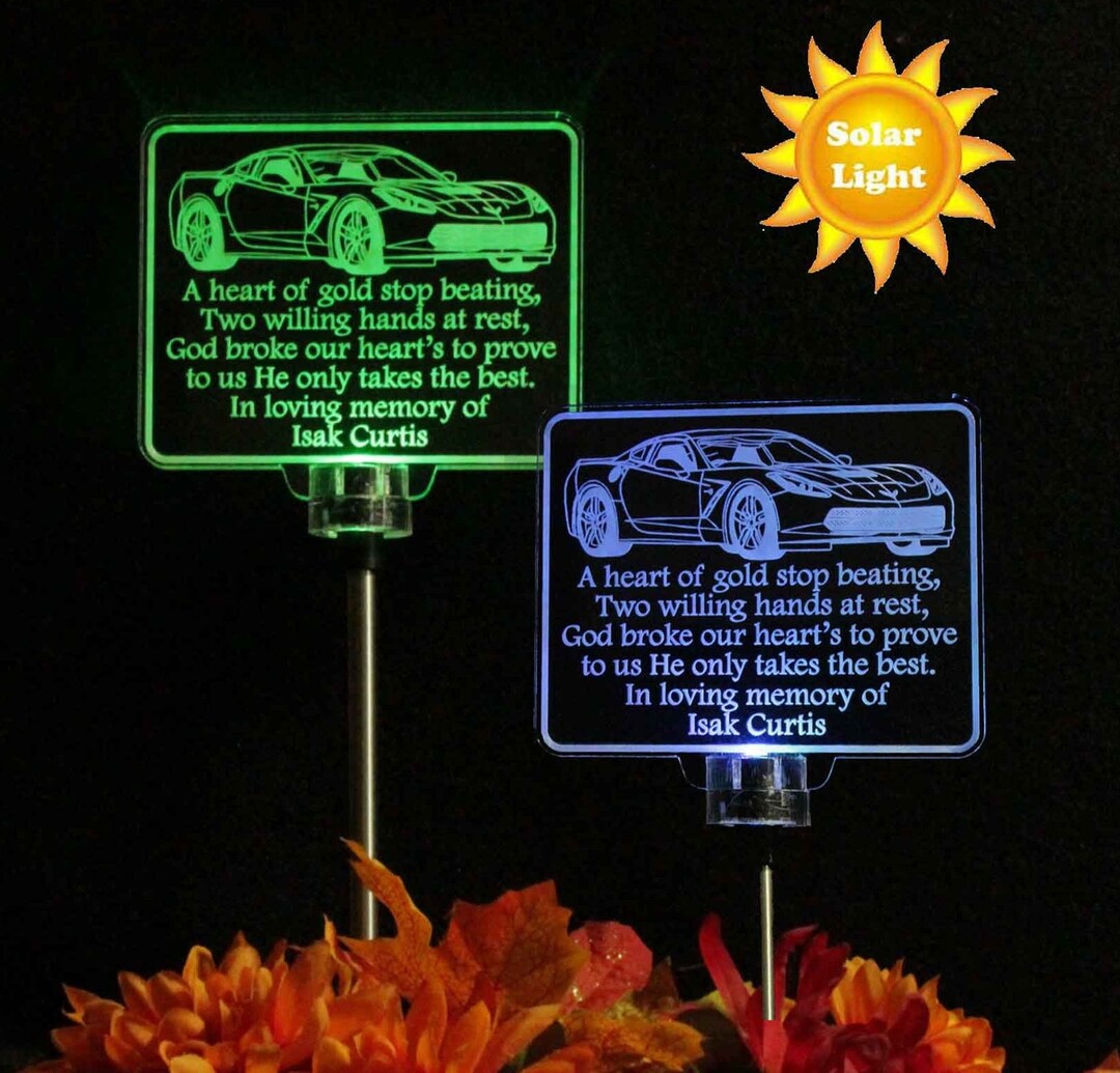 Personalized Sympathy Gift, Grave Marker Solar Light, Memorial Plaque ...