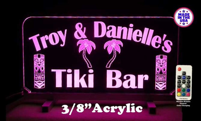 Tiki Bar Decor Personalized LED Tiki Bar Sign Man Cave Sign | Etsy