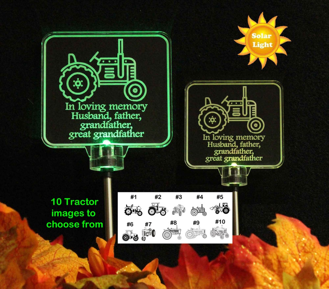 Personalized Grave Marker Tractor Solar Light Memorial - Etsy